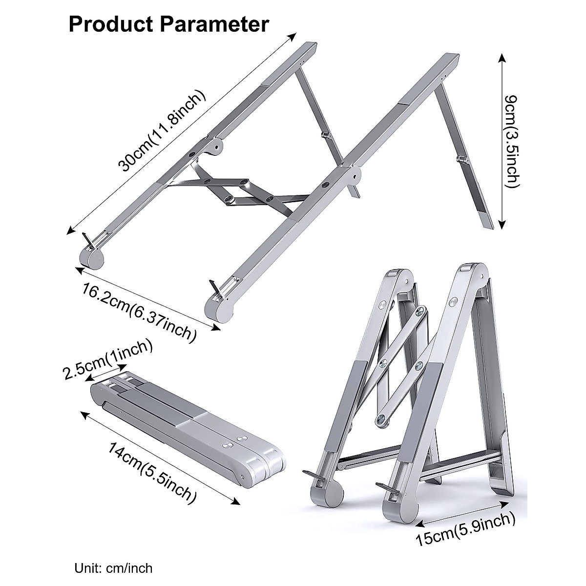 ElfAnt Laptop Stand Adjustable Portable Aluminum Compatible with Tablet Phone