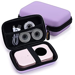 Phomemo Label Printer Case Compatible with Phomemo D30 D35 M02 M110 Label Printer, Mini Labeler Sticker Maker Storage Holder Also Fits for Tape Paper & USB Cable (Box Only),Purple
