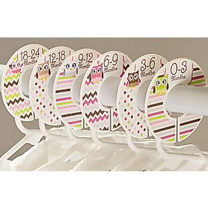 C195 Baby Girl Nursery Closet Clothing Size Dividers Owl Set of 6 Fits 1.25 Inch Rod