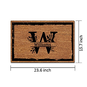 Custom Last Name Doormat Personalized Split Monogram Initial Letter Floor Mat Decorative Entrance Door Mats Non-Slip Rubber Indoor Outdoor Home Office Rug Housewarming Gifts
