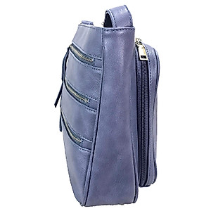 Zzfab Triple Zipper Locking Concealed Carry Crossbody Bag - CCW Concealed Carry Purse Blue
