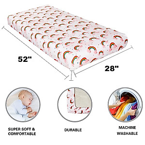 4 Pack Baby Girl Crib Sheets Fitted Pink Crib Sheet Portable Mattress Cover or Toddler Bed Sheets for Girls (Magic)