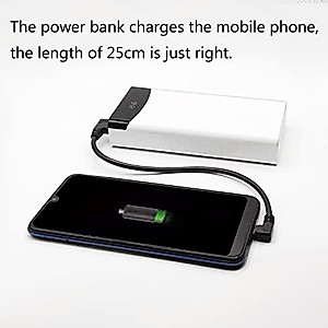 Short Micro USB Power Cable,25cm 90 Degree Left Angle USB 2.0 A Male to Micro USB Male Charging and The Data Transfer,for Phone and Dash Cam,Camera,etc,Micro USB Port Use(2Pcs)