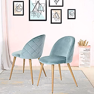 ExAchat A Set of 2/4/6 Velvet-Backed upholstered Dining Chairs with a Simple and Stylish Design, which can Perfectly Match Your Dining Room, Living Room or Bedroom. (6, Green)