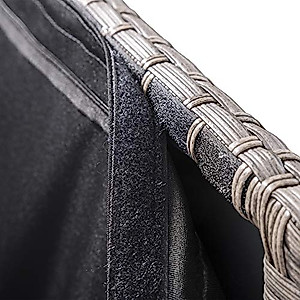 glitzhome Patio Wicker Storage Trunk with Lid, 140 Gallons Overside Outdoor Oversized All-Weather Cushion Storage Deck Box for Garden Tools, Pool Toys, Grey