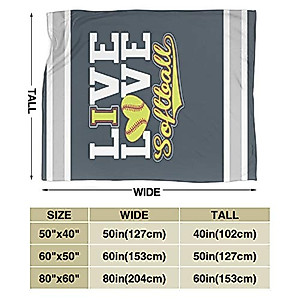 Feim-AO Ive Love - Softball Blanket Premium Microfiber Fleece Blanket Super Soft Cozy Warm Bed Blanket Couch Decorative Throw Blankets for Living Room Bedroom Dorm