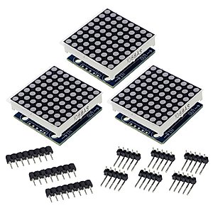 HiLetgo 3pcs MAX7219 8x8 Dot Matrix LED Display Module 5V MCU Control MAX7219 8 * 8 LED Dot Matrix DIY Kit