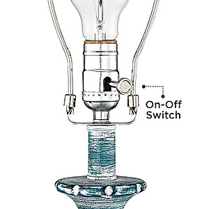 Regency Hill Tanya Rustic Traditional Table Lamps Set of 2 26 1/2" High Blue Washed Oyster Shirred Fabric Drum Shade for Bedroom Living Family Room Bedside Nightstand House Home Office