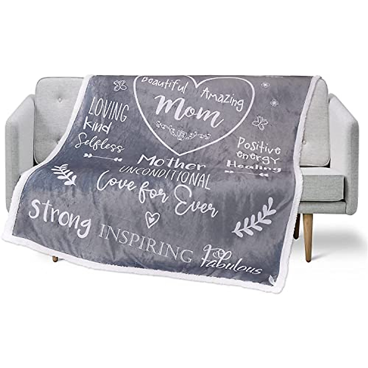 Blanket - Mom Blanket from Daughter for Mom - Extra Soft Fleece Sherpa Throw Blanket from Son (Gray, Sherpa Fleece)