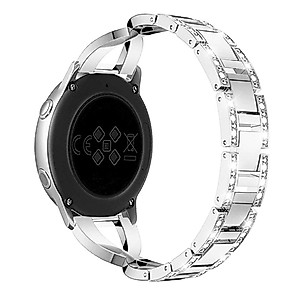 Sankel Bling Bands Compatible for Samsung Galaxy Watch 7 6 5 4 Band 40mm 44mm, Galaxy Watch 5 Pro 45mm/6 4 Classic 42mm 46mm 43mm 47mm/Active 2, 20mm Stylish Metal Wristband Women (Silver)