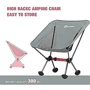 EGGORY Camping Chair, Outdoor Collapsible Chair, Portable Ultralight Compact Camping Folding Beach Chair with Anti-Sinking Large Feet, Stable Compact for Outdoor Camp, Travel, Beach, Picnic