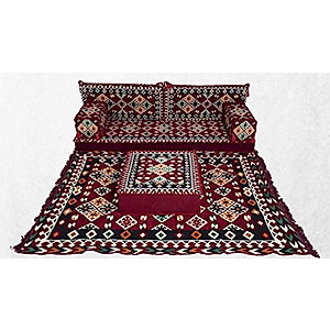 Maroon Arabic Majlis Floor sofa, Floor couch, Loveseats,Floor seating sofa,Ethnic sofa, Hookah Lounge,Ottoman Couch,Arabic Couch,Arabic sofa