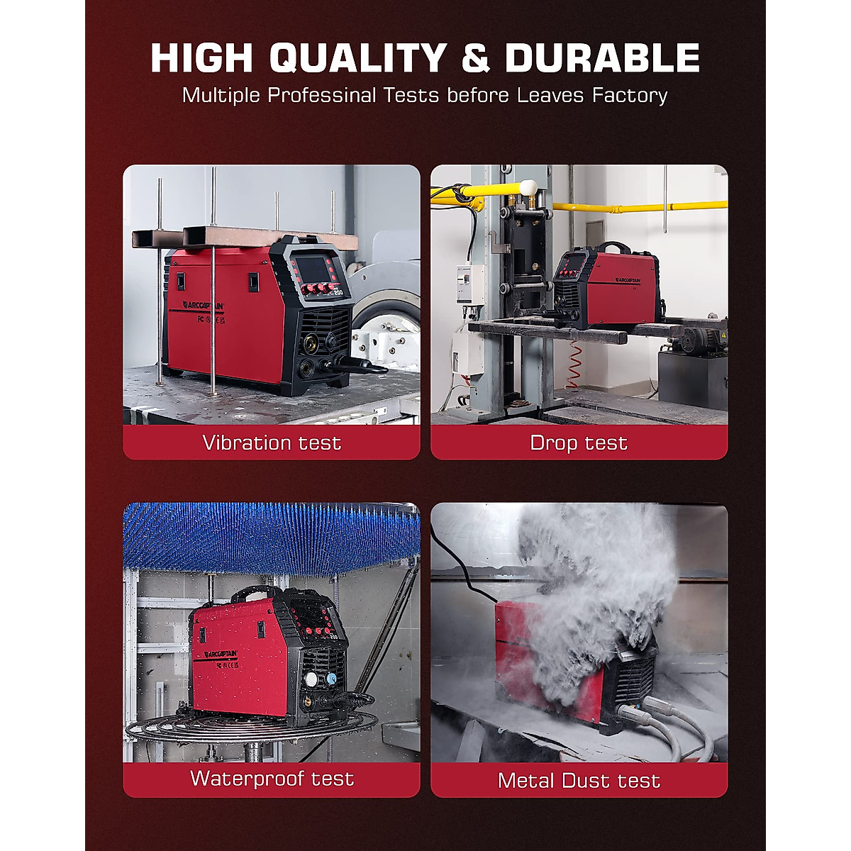 ARCCAPTAIN MIG Welder, 200Amp 6 in 1 Gas MIG/Gasless Flux Core MIG/Stick/Lift TIG/Spot welding/Spool Gun 110V/200V Aluminum Multi Process Welding Machine with LED Digital Display, Burn Back Adjustment