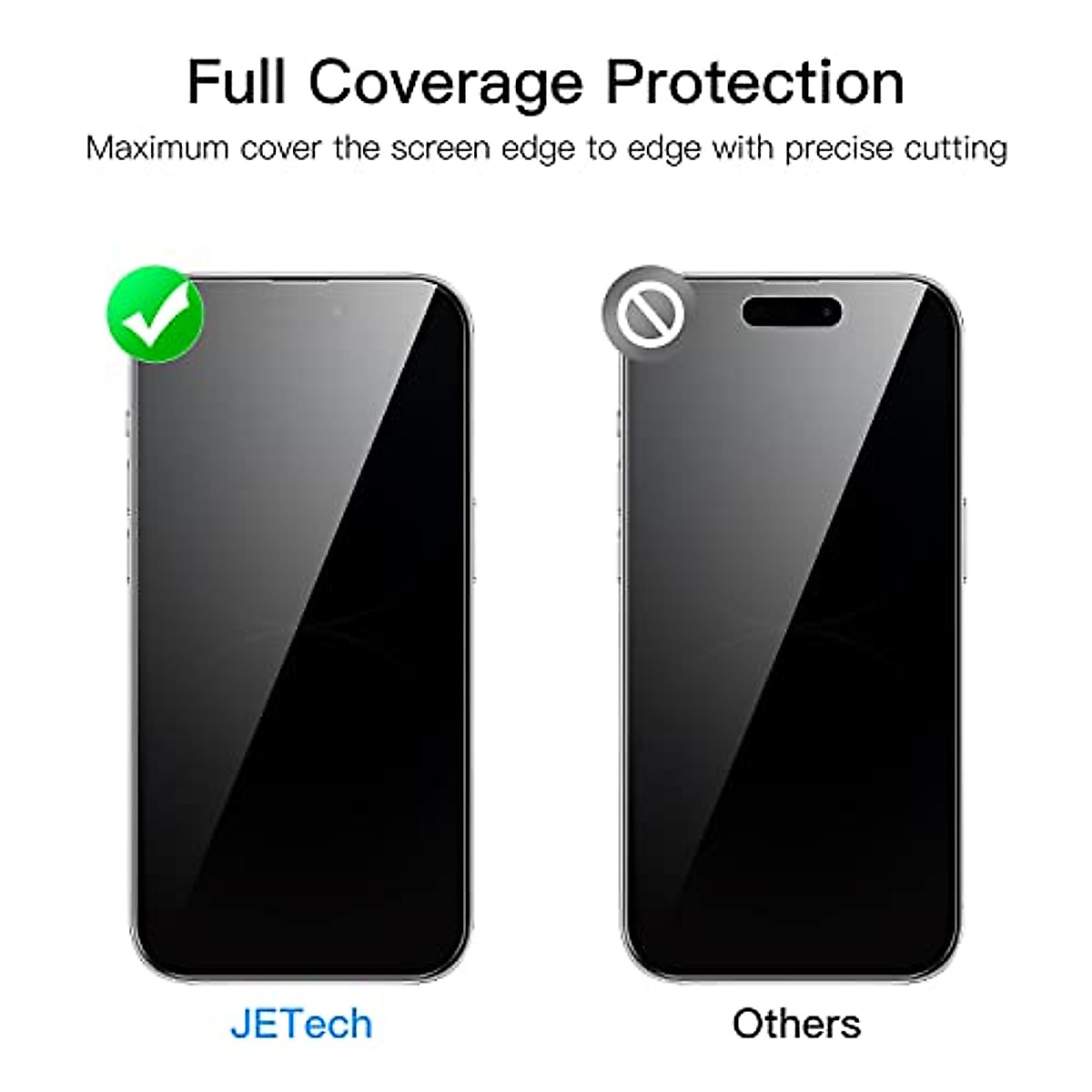 JETech Full Coverage Screen Protector for iPhone 14 Pro 6.1-Inch with Camera Lens Protector (NOT FOR iPhone 14 Pro Max 6.7-Inch), Tempered Glass Film, HD Clear, 2-Pack Each