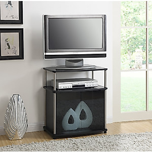 Convenience Concepts Designs2Go TV Stand with Black Glass Cabinet, Black, 23.75"L x 15.75"W x 26.75"H