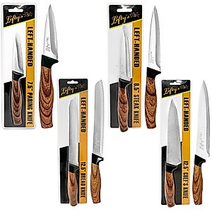 Lefty’s Left Handed Knives Set of 4 - Paring Steak Chef and Bread knife - Extra Sharp - Great for Cutting, General Purpose, Kitchen - Gifts for Left-Handed People, Lefty, Adults, Chef, Cook and Women