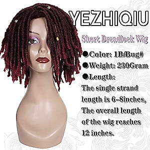 YEZHIQIU 8Inches Short Dreadlock Wig Natural Black Synthetic Hair Nu Faux Afro Dreadlock Wigs Heat Resistant Breathable Faux Locs Braids Hair Wigs (1B/Bug#)