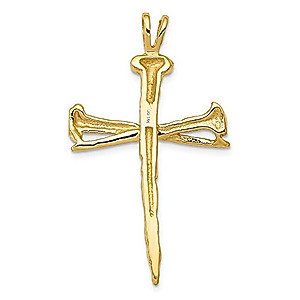 Real 14kt Yellow Gold Polished Nail Cross Charm