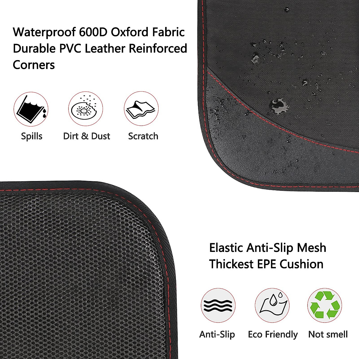 FYY Car Seat Protector for Child Car Seat, [1 Pack] XL Size Auto Car Seat Cover with Thickest Padding, Waterproof 600D Fabric, Best Coverage, Non-Slip Backing and Mesh Pockets for Handy Storage