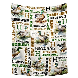 Personalized Baby Blanket for Girls Boys,Custom Duck Blanket with Name,Swaddle Blanket for Toddlers Infants Newborns Kids,Personalized Wild Duck Gifts Customized Blanket,30"x40"-Toddlers/Crib Size