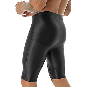 Daenrui Men Oil Silk Gym Yoga Sport Biker Shorts Short Leggings Tight Athletic Compression Shorts Black X-Large