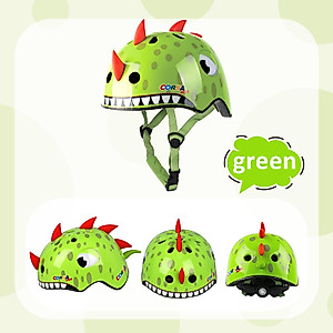 Atphfety Toddler Kids Bike Helmet,Adjustable and Multi-Sport for Bicycle Scooter Skate,2 Sizes,from Toddler to Youth (Green Dinosaur)