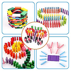 BigOtters Extra Large Domino Blocks Set, 108PCS Domino Starter Kit Colorful Wooden Domino Blocks Racing Tile Game Educational Toys for Boys Girls Birthday Gift Party Favor