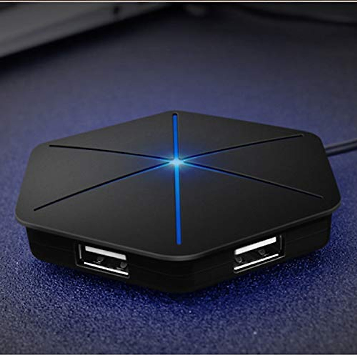 WJCCY 6 Port USB2.0 Hub 1m Cable Splitter with TF SD Card Reader Cool Light Charging USB 2.0 3.0 Hub for Multi-Device Desktop Laptop