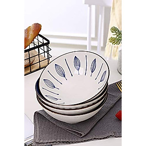 Porcelain Bowls Set of 4, Ceramic Salad Bowl, Large Serving Bowl for Desserts, Ramen, Pho, Noodles, 35 Ounce,8-inch Pho, Noodles, Asian dishes, Set of 4