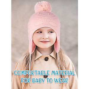 3 Pieces Toddler Baby Kid Winter Beanie Hat Warm Thick Fleece Lined Cap Knit Hat with Earflap and Chin Straps for Girls Boys (1-5 Years)