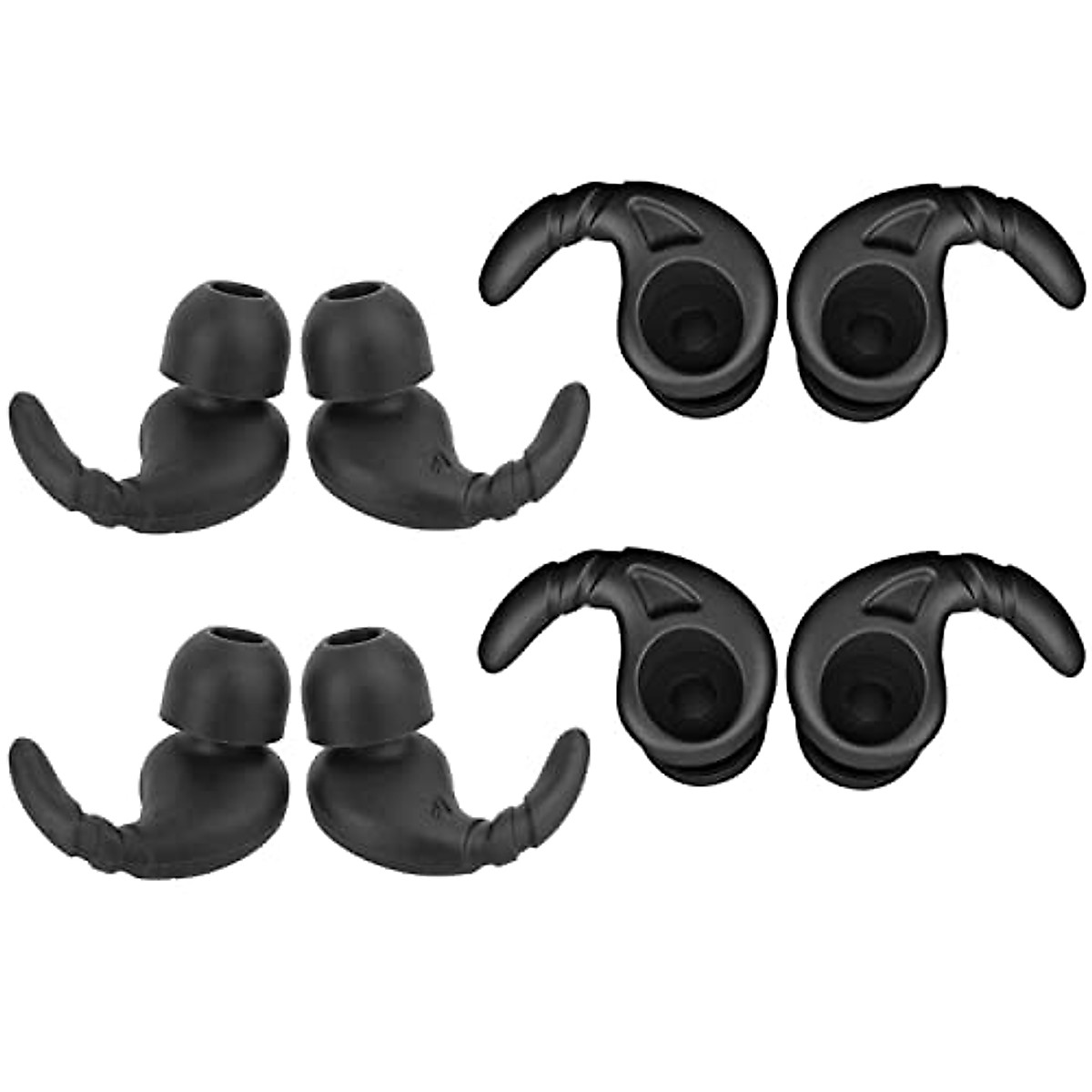JNSA Replacement Anti Slip Ear Tip Sports Earbud Stabilizers Ear Hooks Fins Wing Noise Isolation Ear Tips Compatible with 3.8mm - 6mm Earbuds Nozzle Diameter in-Ear Earphones ，4 Pairs Set Black