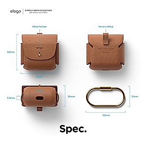 elago Leather Case Compatible with AirPods 3 Case - Compatible with AirPods 3rd Generation Case, Natural Cowhide Leather Case Cover with Brass Ring Holder, Supports Wireless Charging [Brown]