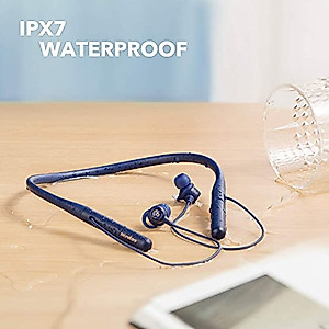 Bluetooth Neckband Headphones with 24 Hours Playtime, 10mm Drivers, Features Clear Calls, USB-C Fast Charging, Foldable and Lightweight Construction, IPX7 Water Resistant