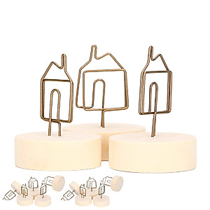 10pcs Table Number Holders, Retro House Shape Place Card Holder Picture Holders Photo Clips for Wedding Party Graduation Reception Restaurant Home Centerpiece Decorations