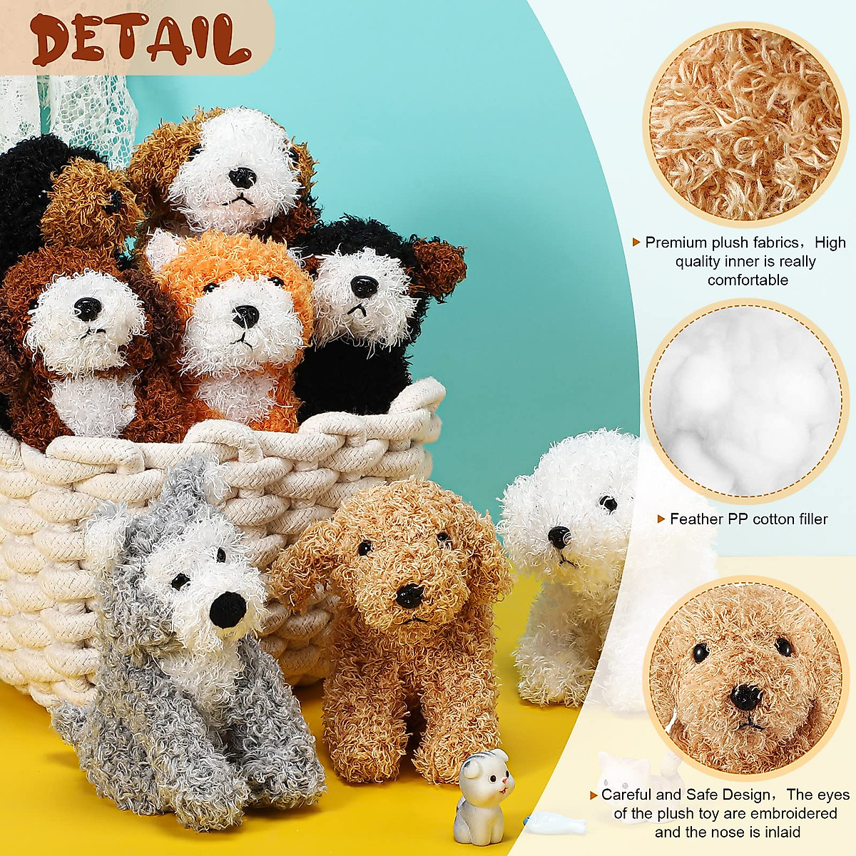 Sumind 8 Pieces Plush Dogs 5 Inch Stuffed Animals Bulk Assorted Cute Stuffed Dogs Small Animal Plush Toys for Girls Boys Graduation Halloween School Classroom Party Supplies Favors(Squatting Dog)