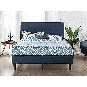 Zinus Omkaram Upholstered Platform Bed with Wood Slat Support, Full & 10 Inch Gel-Infused Green Tea Memory Foam Mattress, Full