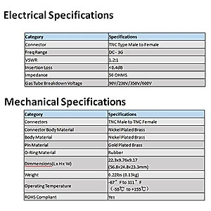 Lightning Procter TNC Male to Female DC-3GHZ Square 90V Gas Tube Discharge Surge Arrester