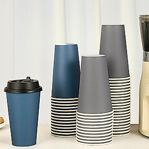 LITOPAK 100 Pack 16 oz Paper Coffee Cups, Disposable Coffee Cups with Lids, Drinking Cups for Coffee, Water, Juice, or Tea. Hot Paper Coffee Cups for Home, Restaurant, Store and Cafe.