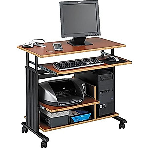 Safco 1927Cy Adjustable Height Mini-Tower Workstation 35-1/2 X 22D X 34H Cherry/Black