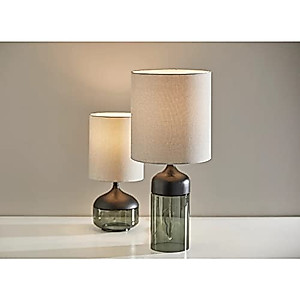 Adesso 3526-01 Marina Table Lamp, 16.25 in, 40W, Black Rubber Wood w/Smoked Glass, 1 Table Lighting