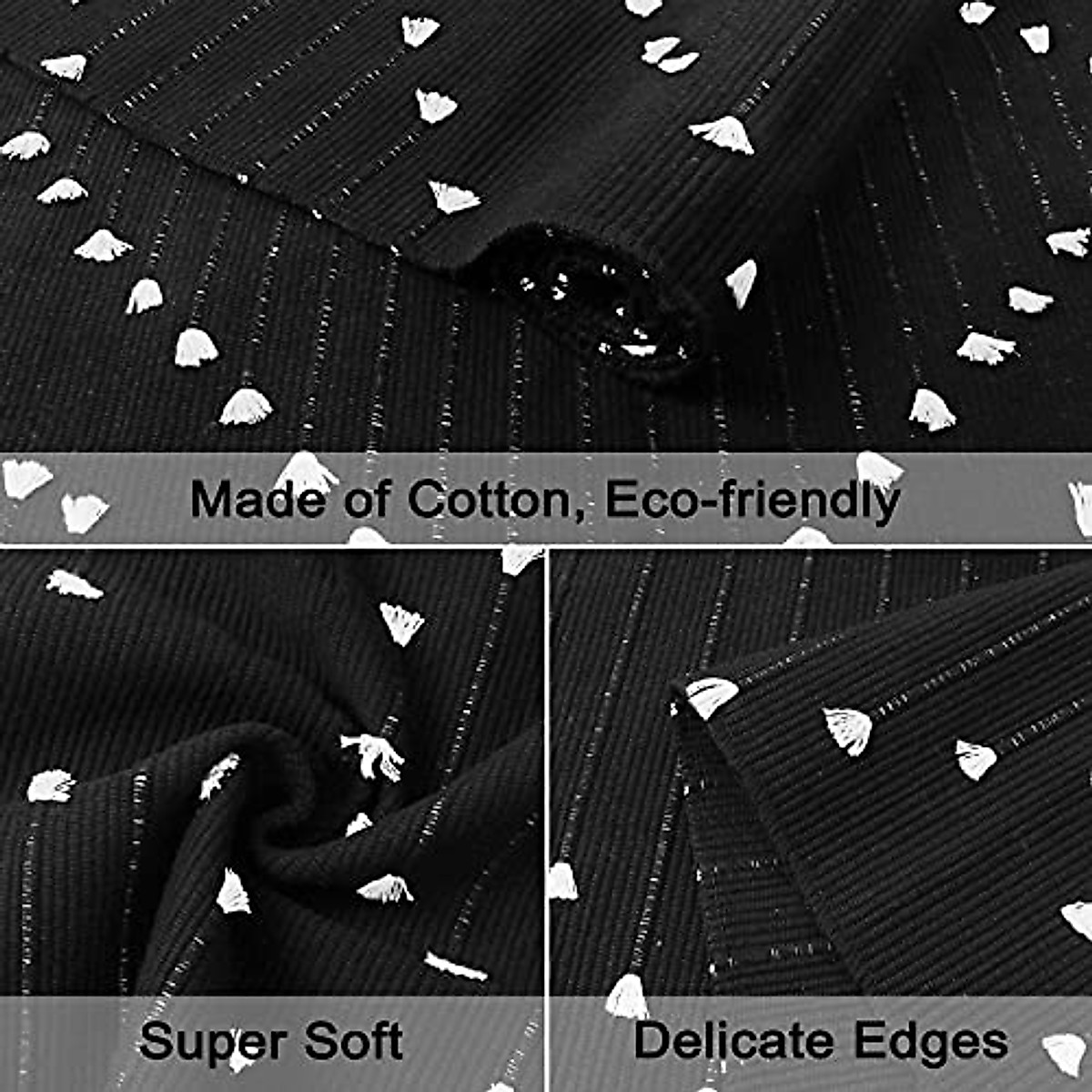 Boho Cotton Bathroom Rugs 2' x 3', Black and White Small Woven Bath Mats with Tassels, Soft Washable Geometric Kitchen Rug Decorative Floor Carpets for Laundry Room Entryway Indoors