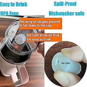 Silicone Spill Proof Stoppers Set Compatible For Stanley H2.0 40oz & 30oz Tumbler, Leakproof Seal Set Including 2 Wingled Spill Stoppers/2 Round Stoppers/2 Straw Covers, Stanley Cup Accessories-2.0