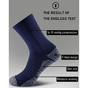 SITOISBE Cushioned Compression Unisex Mid-crew Socks 4-Pack, X-Large, Black Gray Navy Blue Greenlake