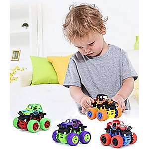 JAFATOY 4 Pack Toy Cars for Kids 3-5 Years Old Boys Girls Monster Trucks Pull Back Car Toy Monster Trucks Toy Toddler Car Toys