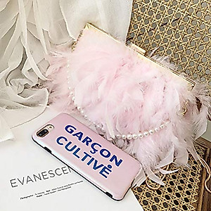 FENICAL Evening Purse with Pearl Strap Chain Clutch Bags Crossbody Bag for Women Girl Ladies (Pink)