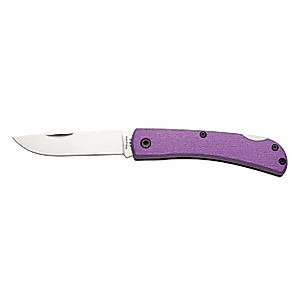 Bear & Son Small Locking Farmhand Folding Knife, 2 3/4” 440 Stainless Steel Blade, Lightweight Purple Aluminum Handle, Taper Ground Drop Point Blade (137LPL)