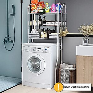 3-Tier Stainless Steel Bathroom Space Saver Storage Shelf, Shelving Unit Over Washing Machine, Laundry Room Organizer Over The Washer Dryer Toilet