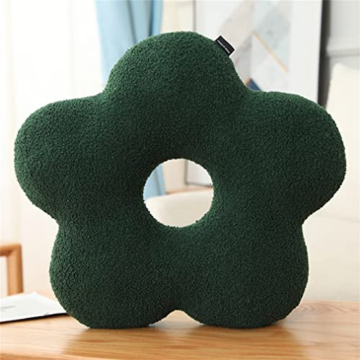 Mirgorlod Nordic Style. Solid Color Throw Pillows in Spherical and Flower Shapes. Sofa Cushion. Plush Throw Pillow. (Green Flowers, 17.7inch*17.7inch)