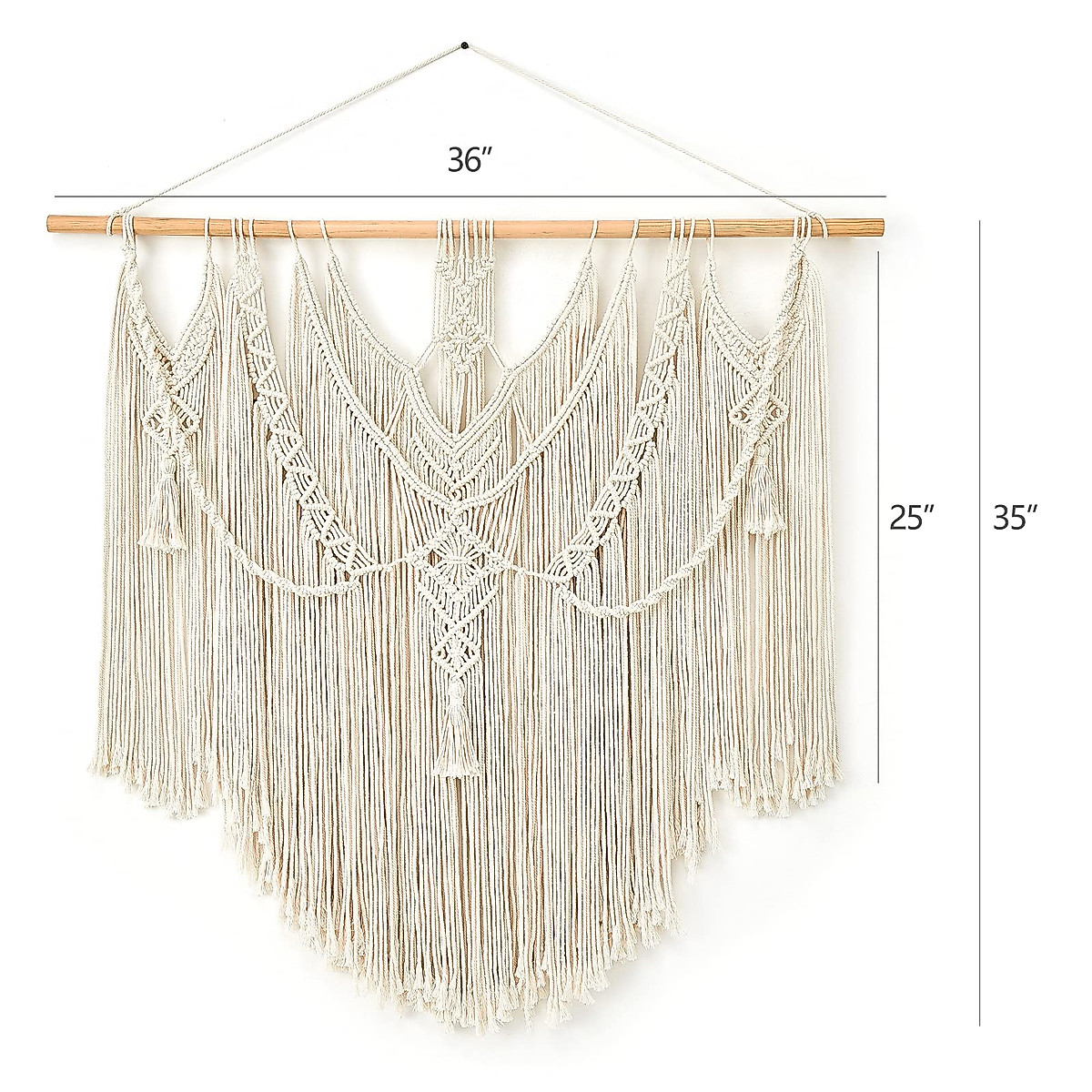 Mkono Macrame Wall Hanging Boho Home Decor Chic Woven Decoration for Bedroom Living Room Apartment Dorm Gallery Perfect Handmade Christmas Gift Ideas, 1 Pack, Large Size, 36"x35"