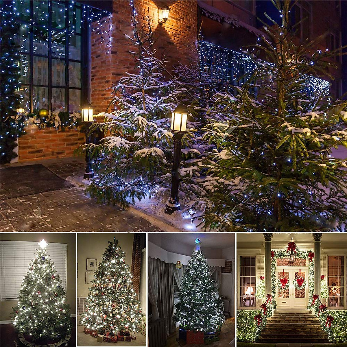 UCTEK Christmas String Lights, Solar Powered LED Lights, Outdoor Decorative Lighting, Waterproof 8 Modes Decorations for Indoor Outdoor Home Xmas Trees Garden Yard Party Wedding Lawn Patio White